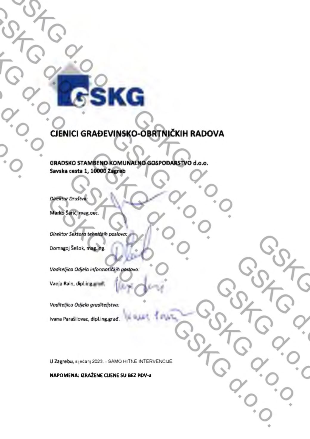 Cjenici građevinsko-obrtničkih radova